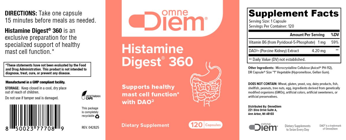 Histamine Digest 360 120 Capsules | DAO Enzyme Supplement