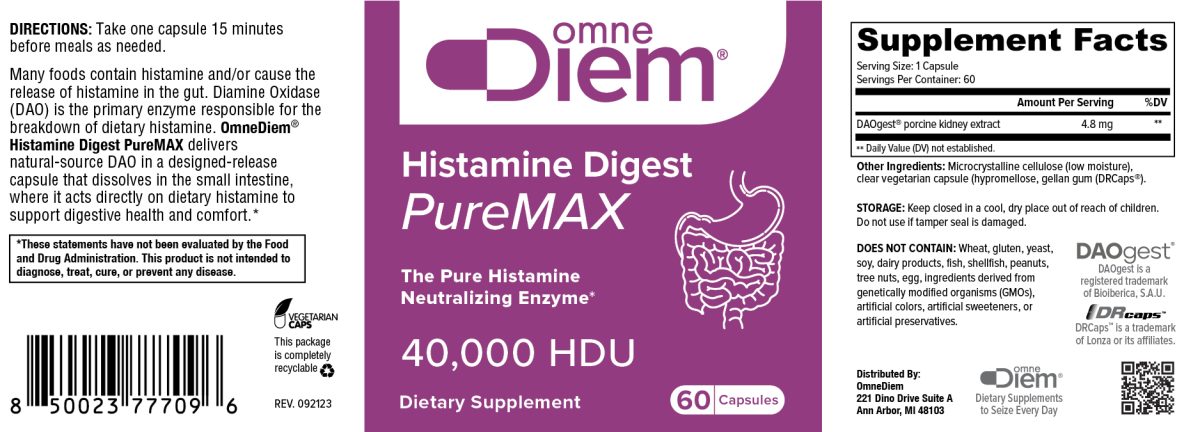 Histamine Digest PureMAX 60 Capsules | Pure DAO Enzyme Supplement