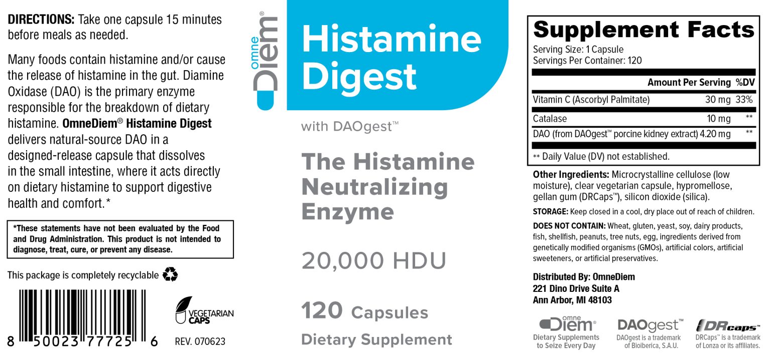 Histamine Digest 120 Capsules | DAO Enzyme Supplement